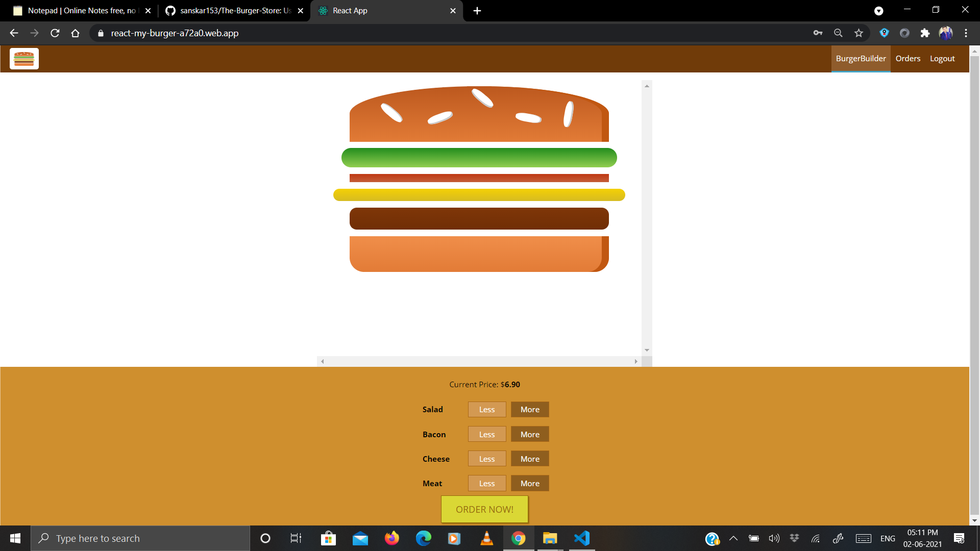 GitHub - sanskar153/The-Burger-Store: Using Reactjs,React-Redux and Firebase