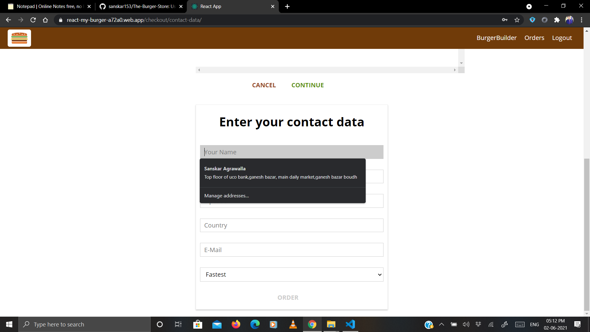 GitHub - sanskar153/The-Burger-Store: Using Reactjs,React-Redux and Firebase