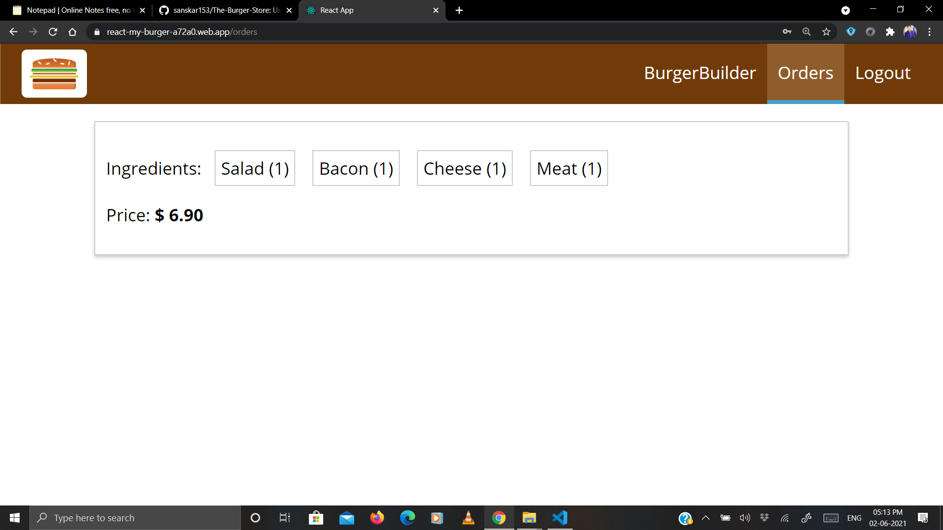 GitHub - sanskar153/The-Burger-Store: Using Reactjs,React-Redux and Firebase