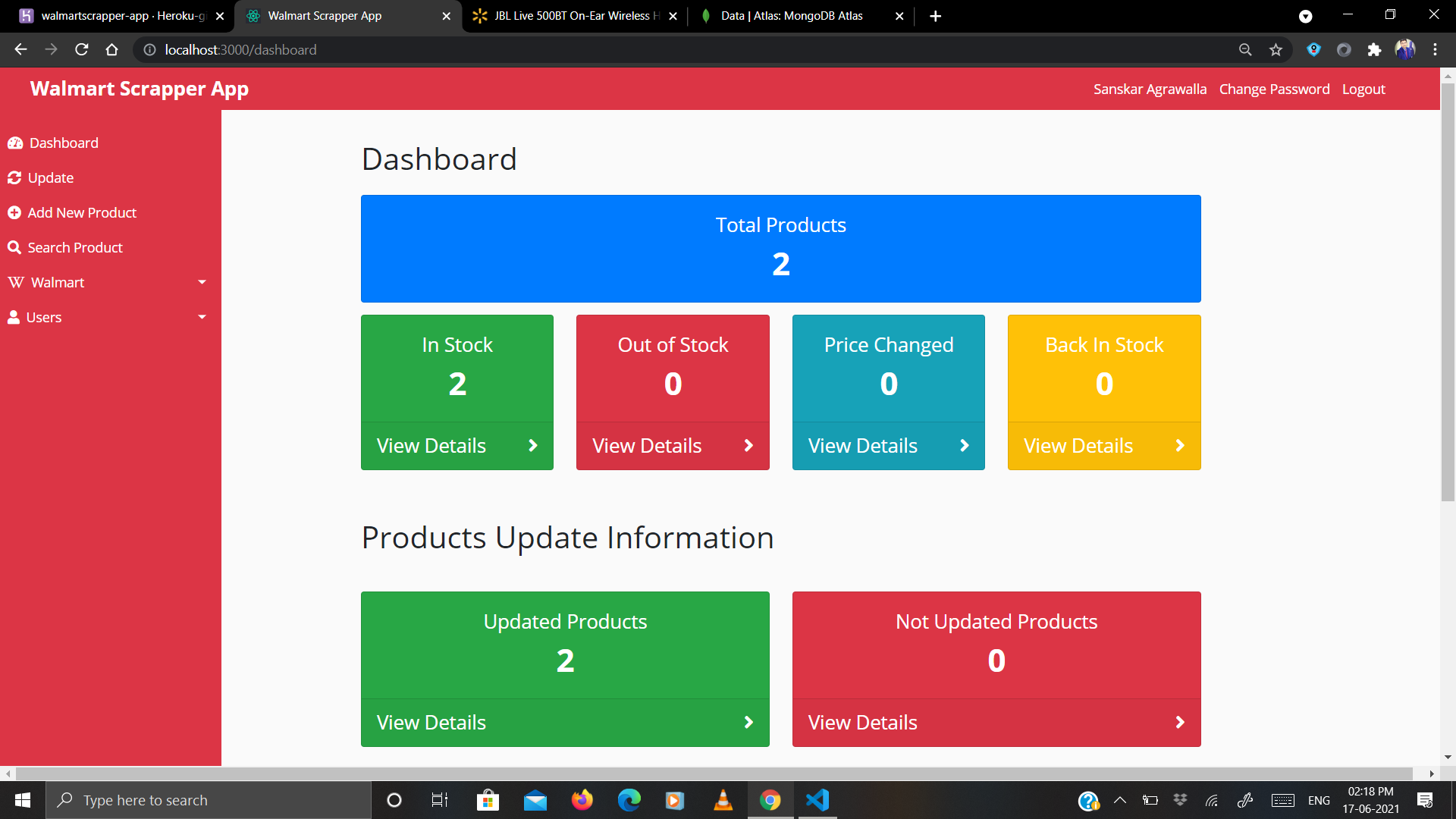 GitHub - sanskar153/WalmartScrapper-App: Using Nodejs,Express and MongoDB