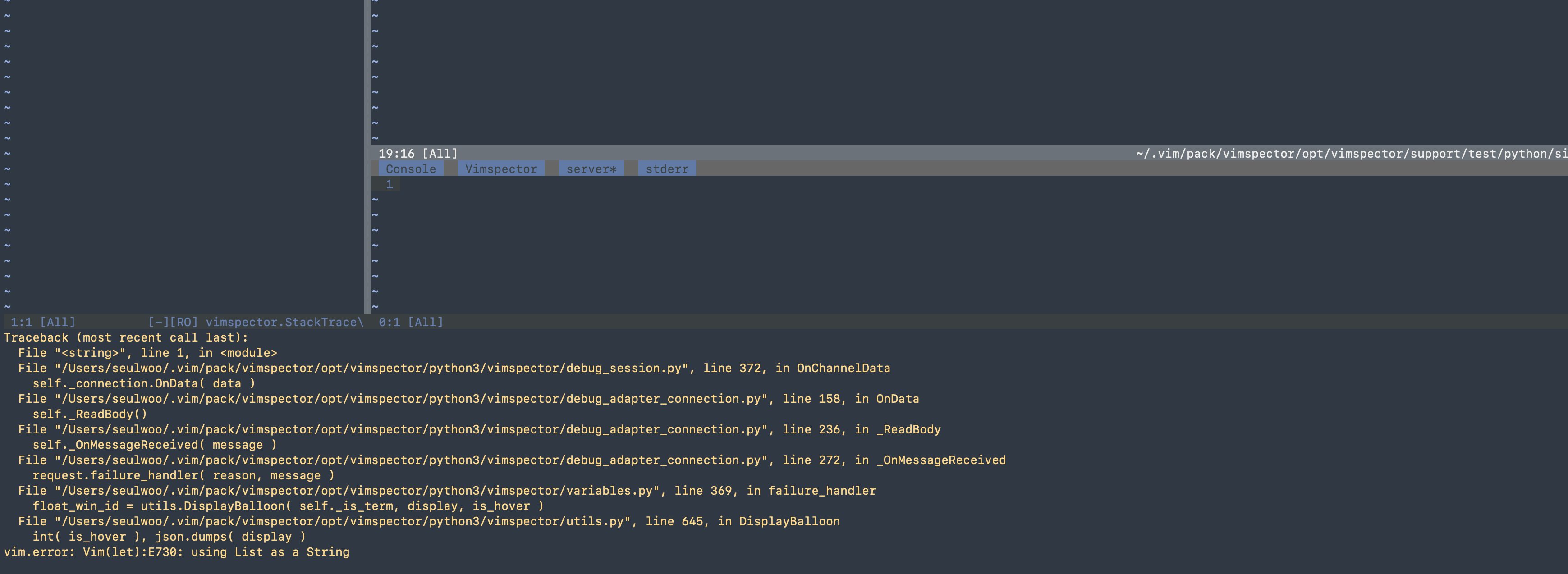 Balloon pop up Error while using mouse cursor · Issue #363 · puremourning/vimspector · GitHub