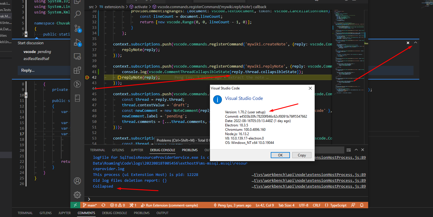 Comment thread collapsible state is not updated after UI actions ...