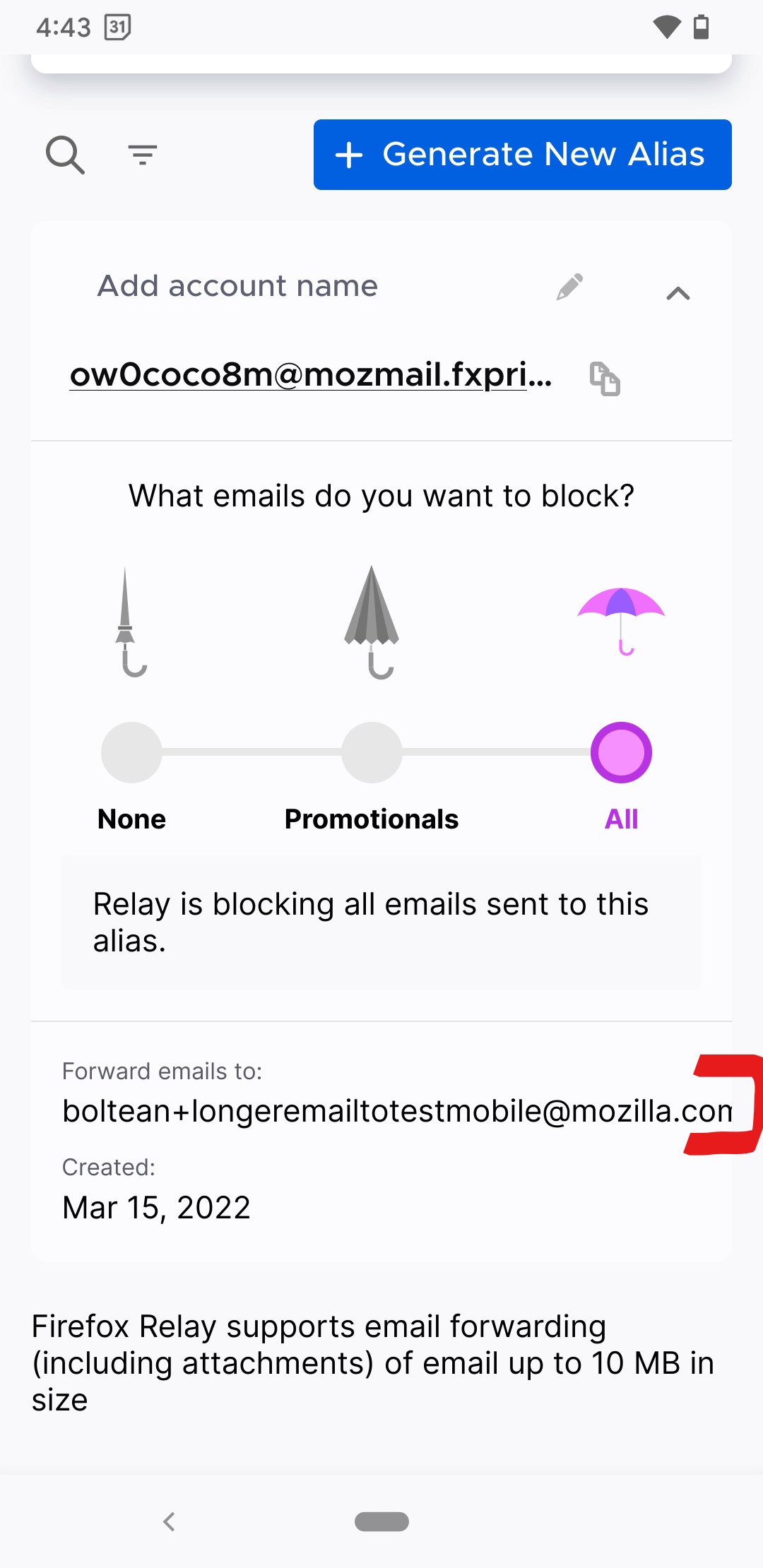 "Delete" button not visible on alias card when a long email address is used · Issue #1641 ...