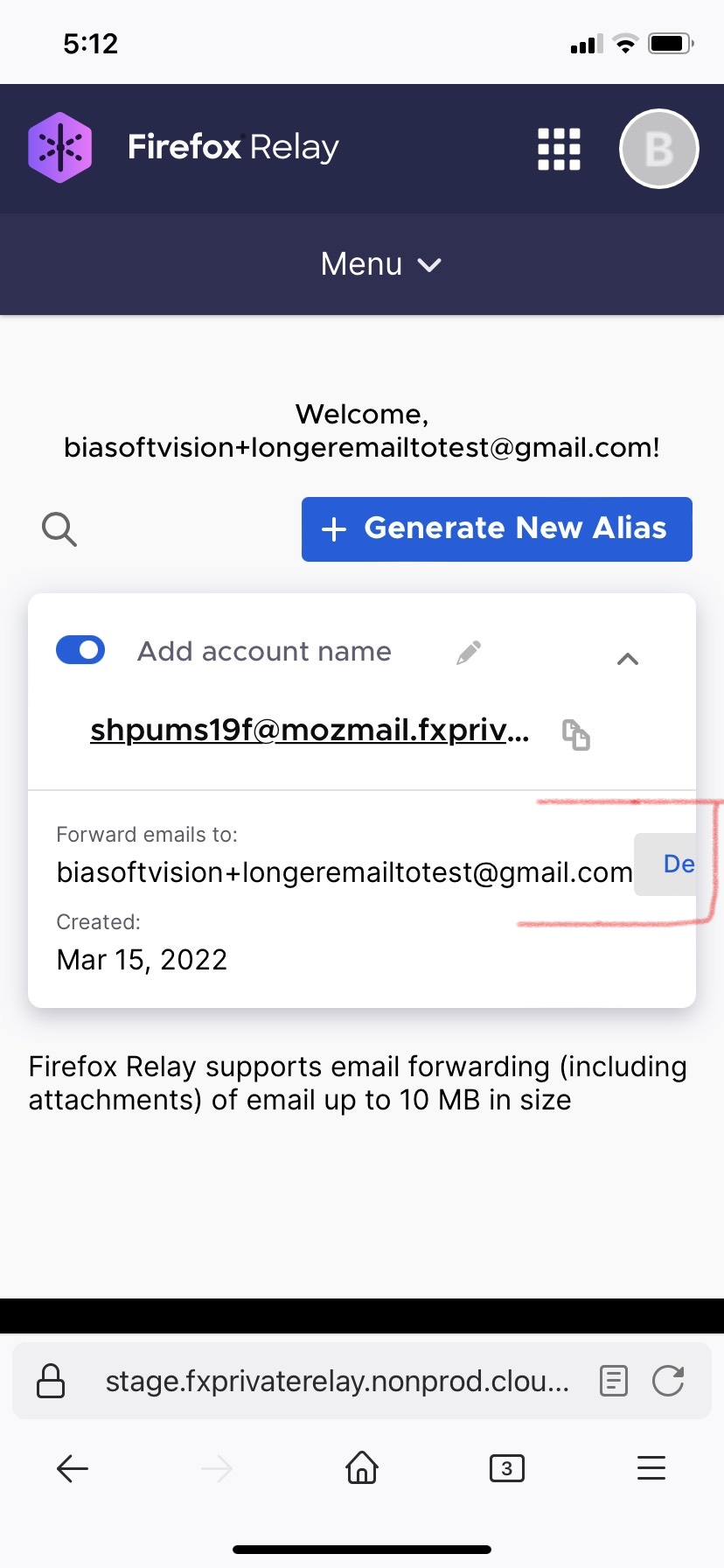 "Delete" button not visible on alias card when a long email address is used · Issue #1641 ...