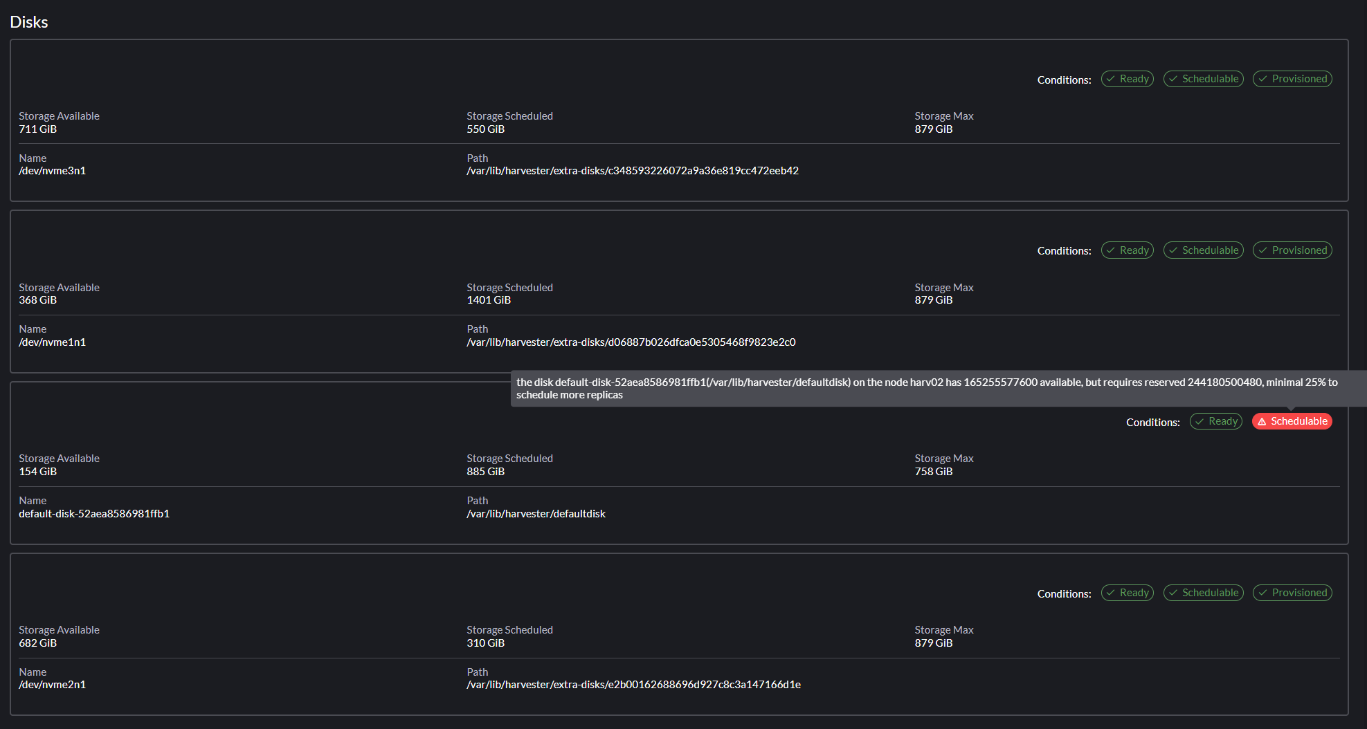 Question How Do You Correct Disk Warnings On Hosts · Issue 2660 · Harvesterharvester · Github 