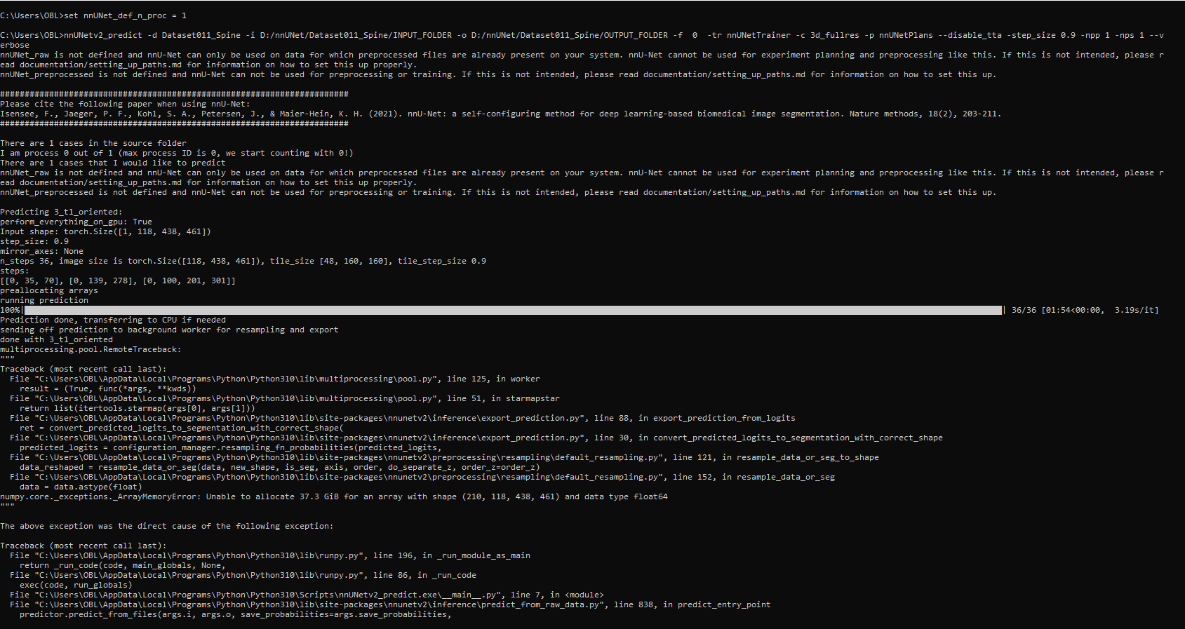 Prediction Error Multi Processing Error During Resampling · Issue 1719 · Mic Dkfznnunet
