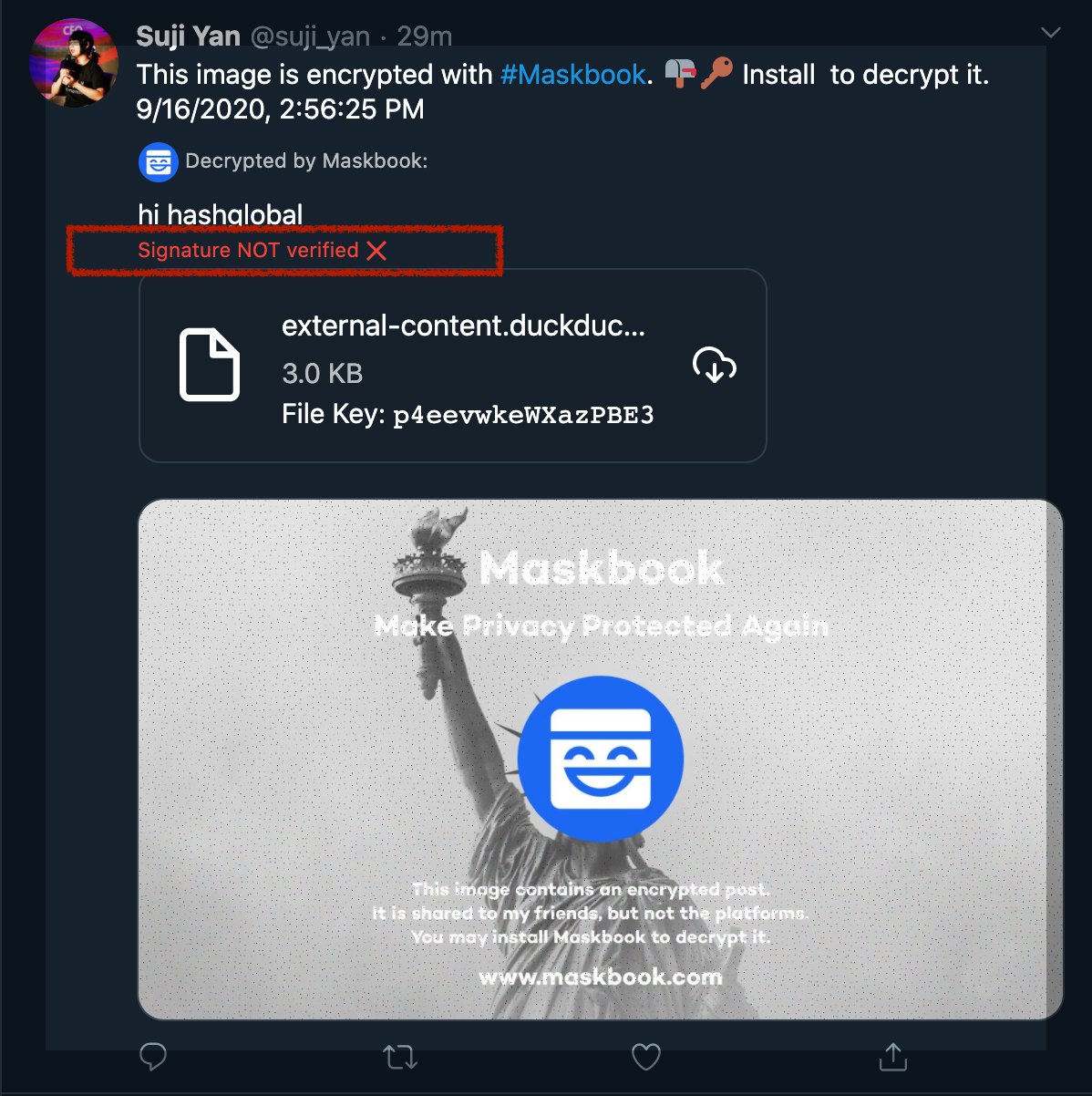 [Bug] Signature Verification State should be removed · Issue #1572 · DimensionDev/Maskbook · GitHub