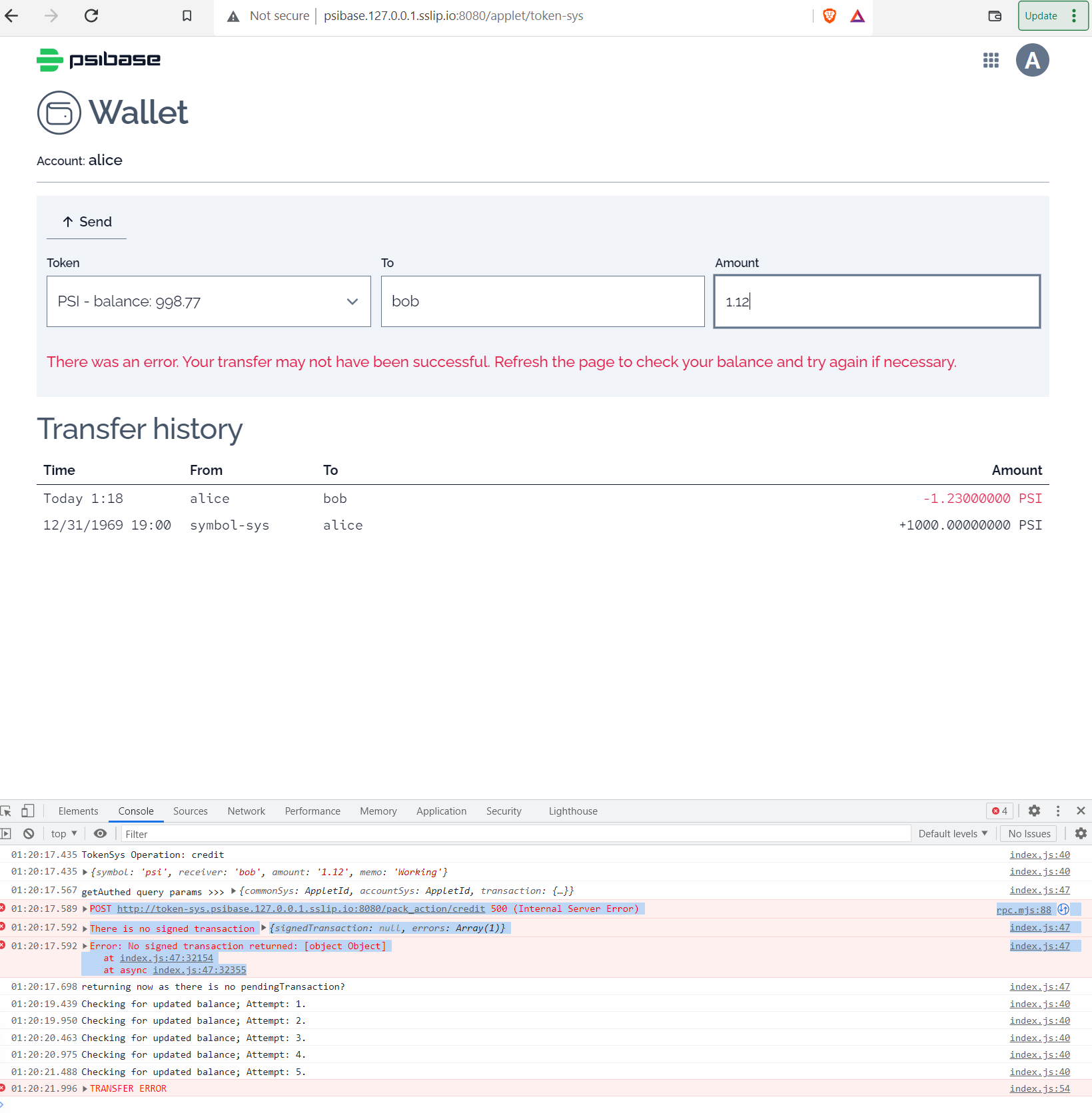 Transfer fails with certain decimal amounts · Issue #154 · gofractally/psibase · GitHub