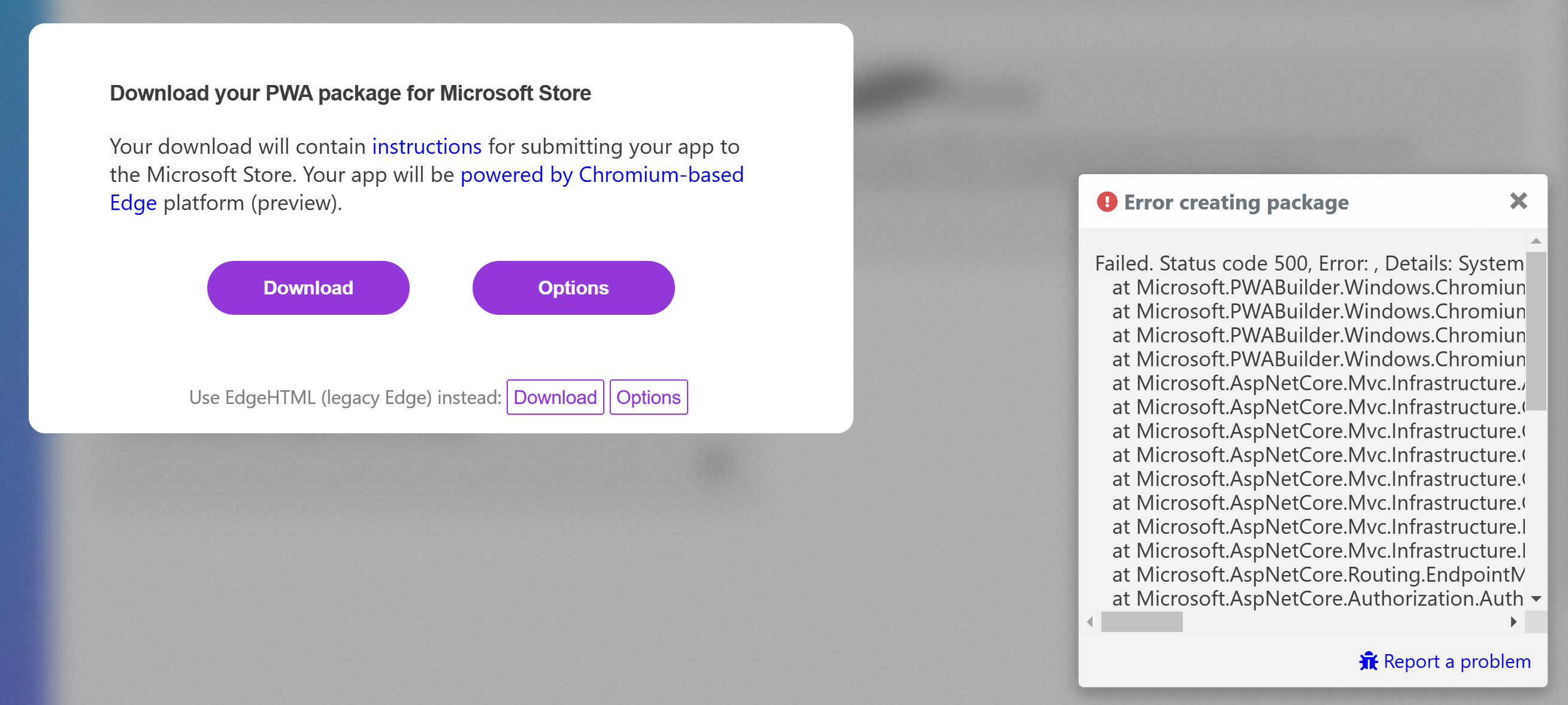 Can't create Windows packages · Issue #1507 · pwa-builder/PWABuilder · GitHub