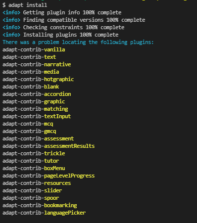 There was a problem locating the following plugins · Issue #153 · adaptlearning/adapt-cli · GitHub