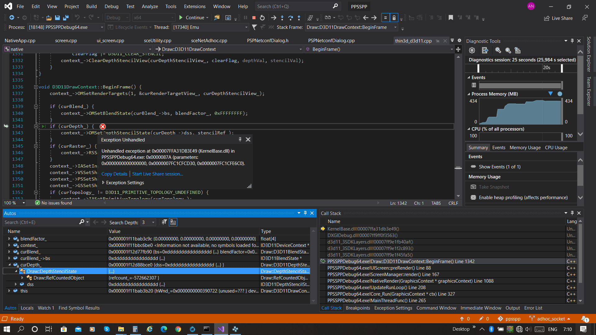 [Windows] Crashed when closing down (clicking [x] button) PPSSPP Debug Build with D3D11 · Issue ...