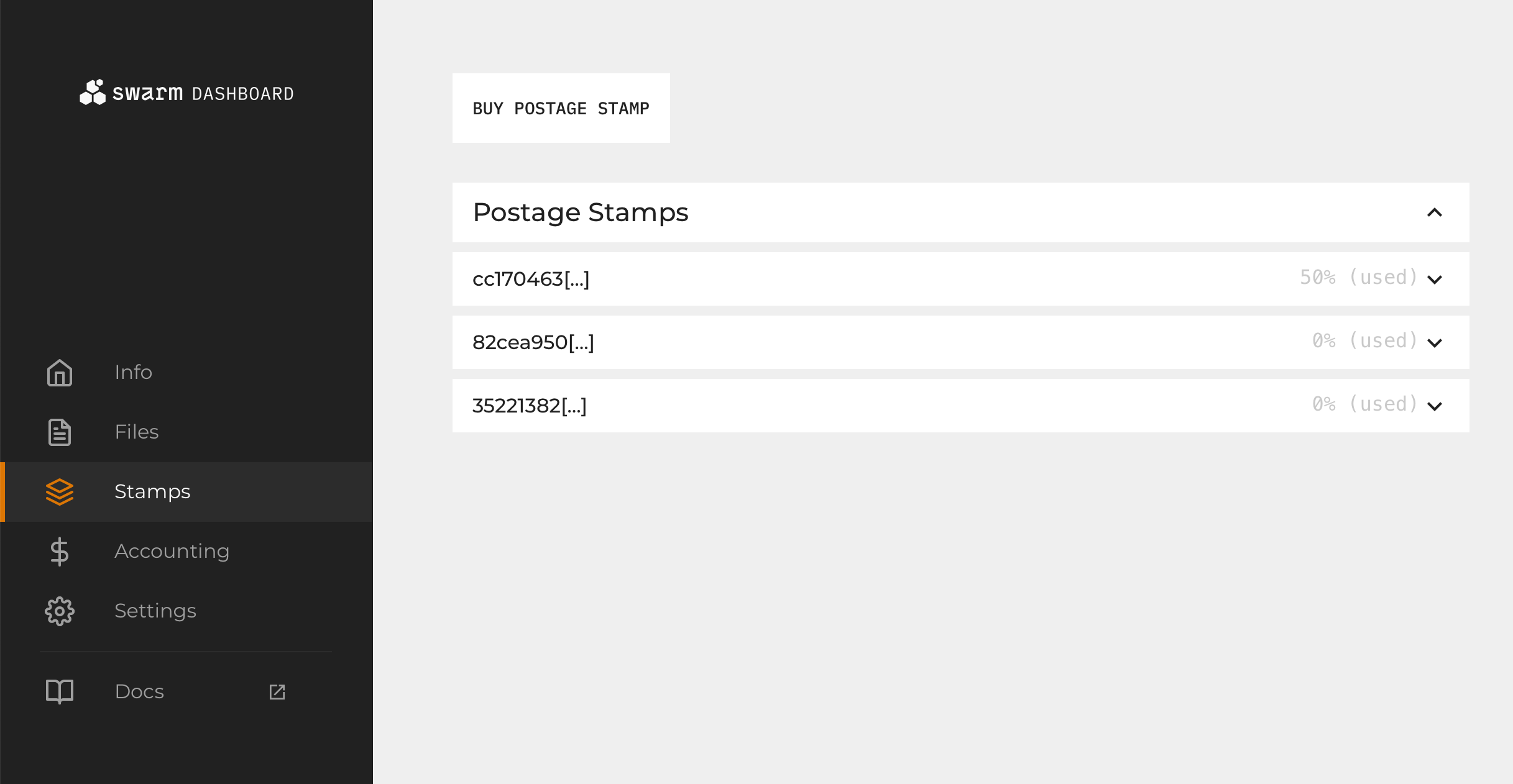 feat: updated the postage stamps page design by vojtechsimetka · Pull Request #217 · ethersphere ...