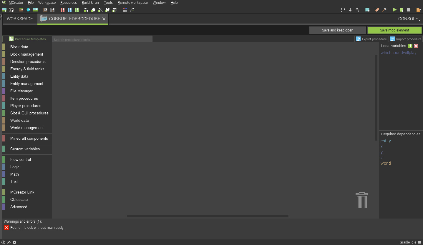 Invisible and corrupted procedures · Issue #1860 · MCreator/MCreator ...