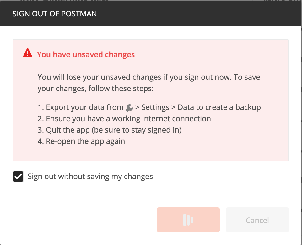 endless verification of syncing work when update to postman v8.0, not ...