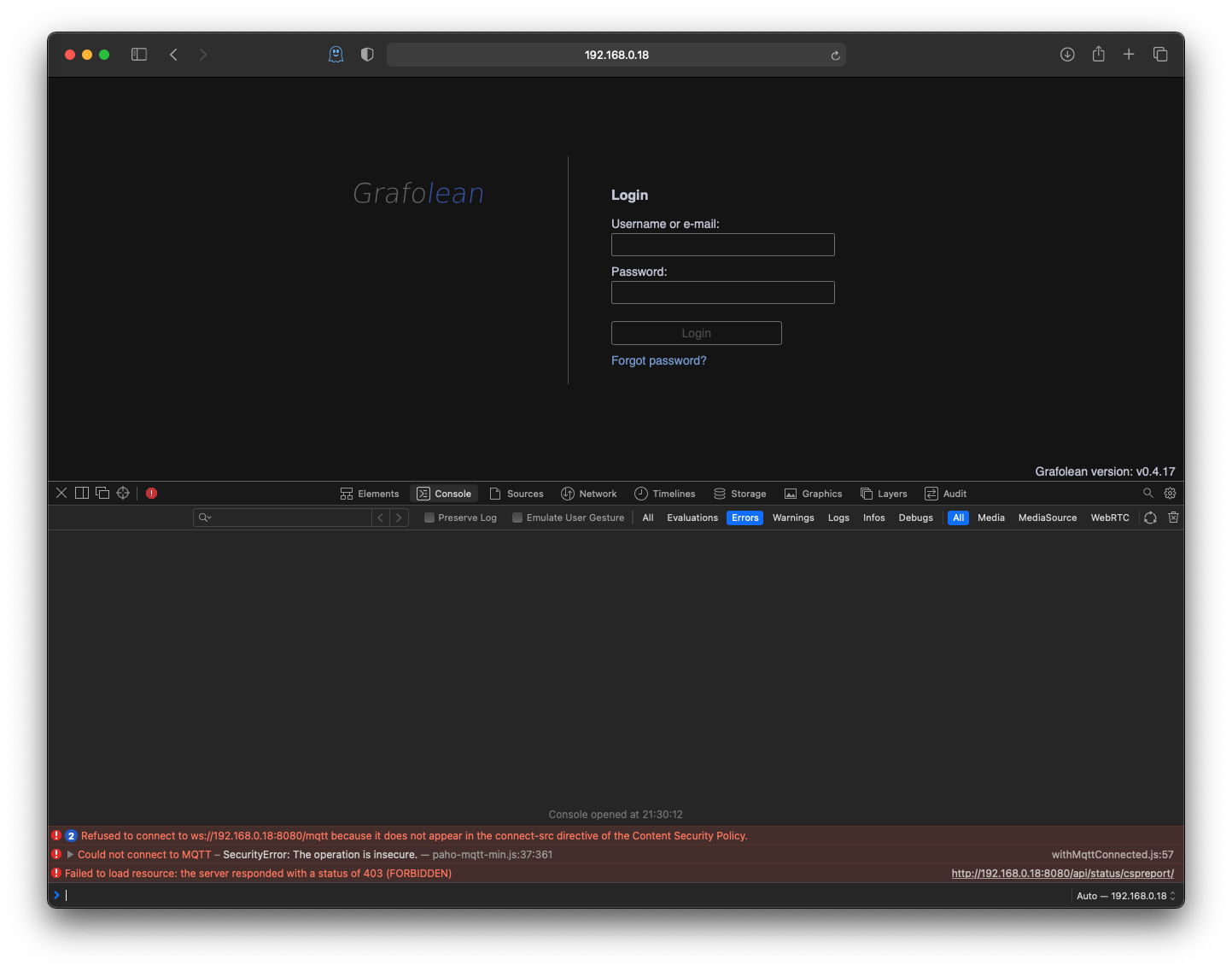 Cannot login - Safari · Issue #18 · grafolean/grafolean · GitHub