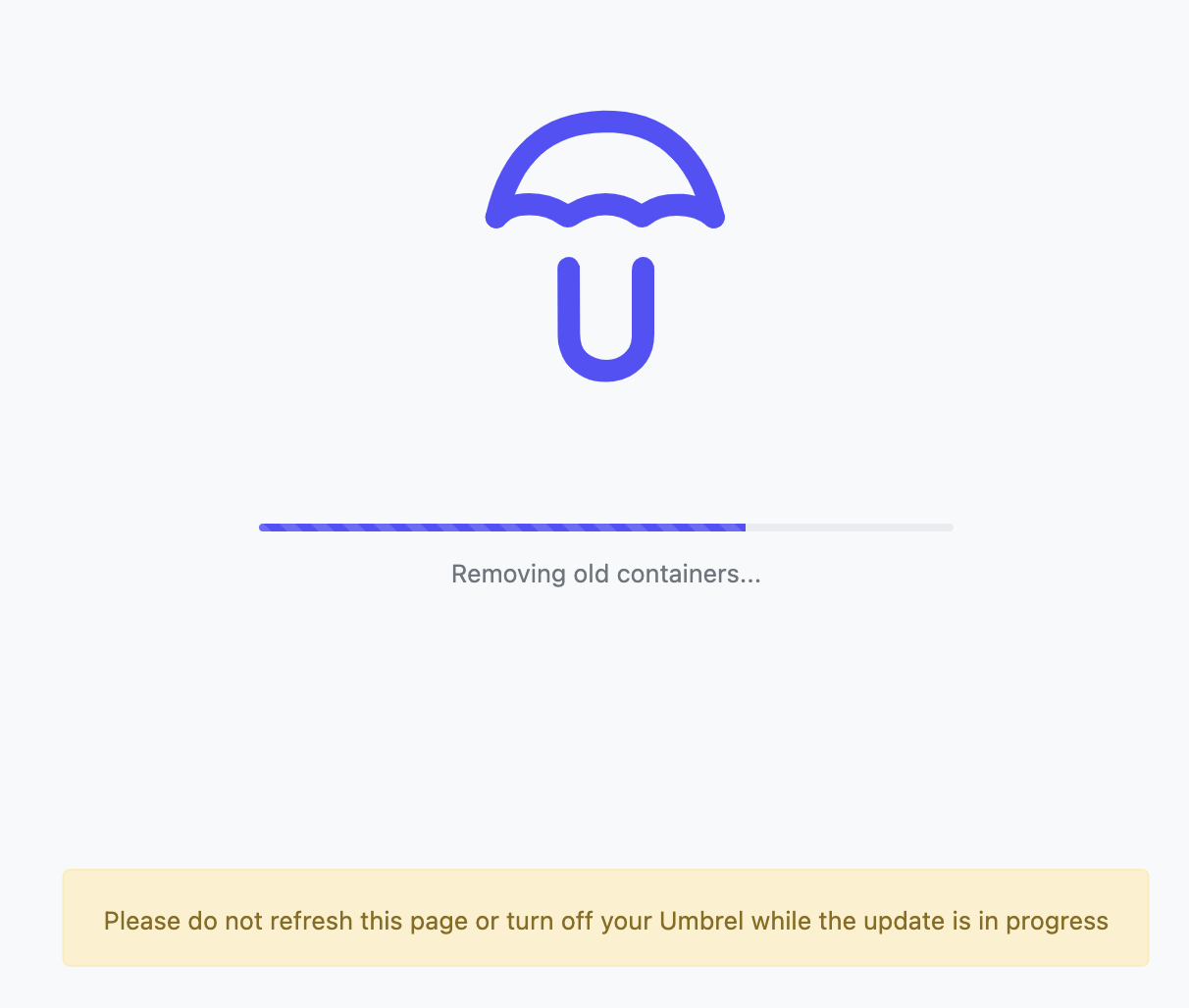 After manual update got stuck on removing containers · Issue #594 · getumbrel/umbrel · GitHub