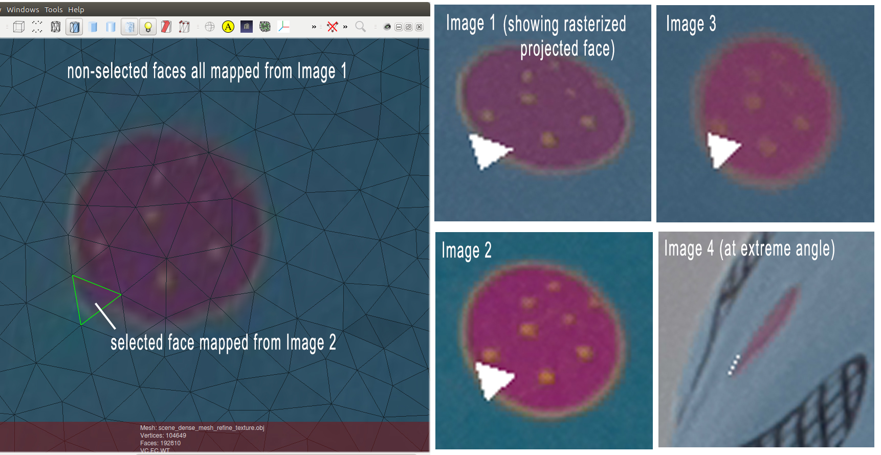 Fragmented faces in texture mapping cause blurriness and texture error · Issue #331 · cdcseacave ...