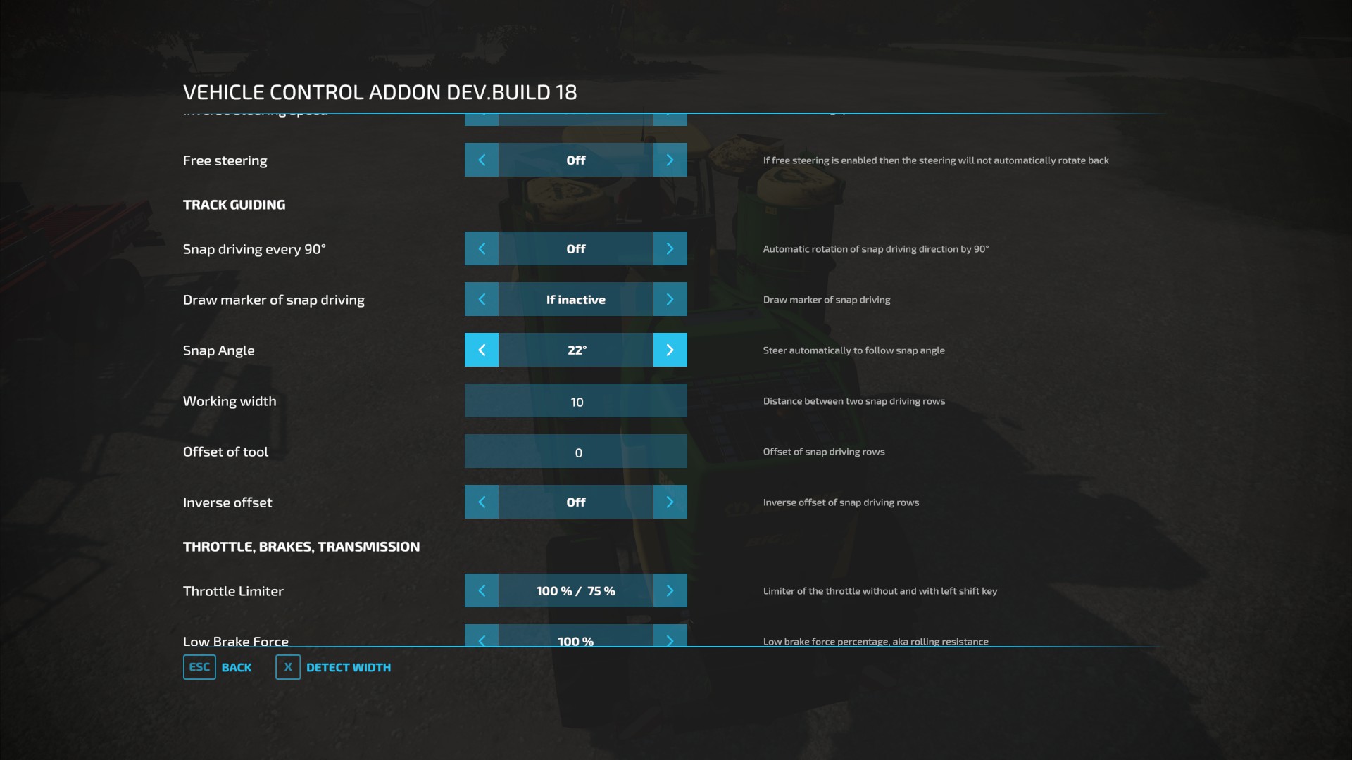 The red line only showing up in one vehicle? · Issue #631 · Mogli12/VehicleControlAddon · GitHub