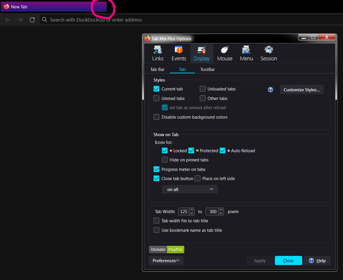 tab close button not present when there's one tab · Issue #181 · onemen/TabMixPlus · GitHub