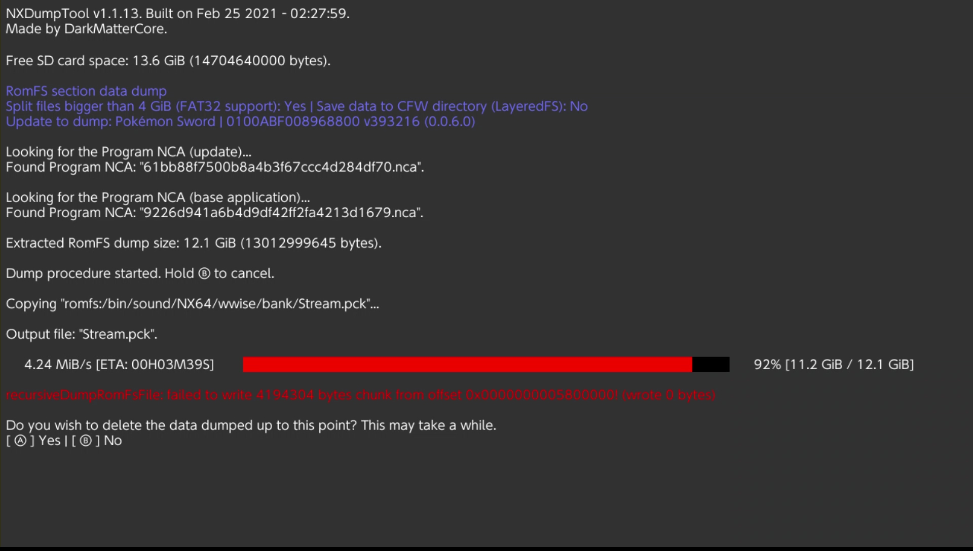Can't dump Pokémon Sword romfs with Crown Tundra installed · Issue #68 ...