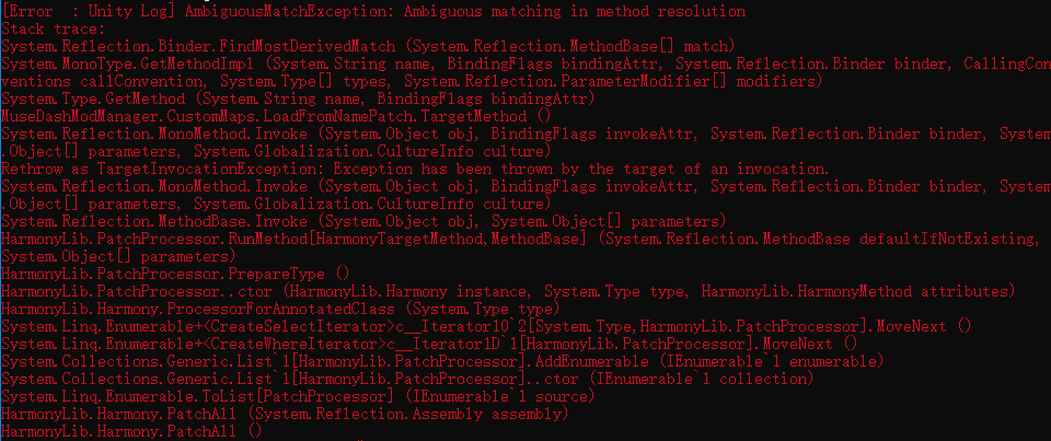 Patch failed and caused AmbiguousMatchException was thrown · Issue #417 · pardeike/Harmony · GitHub