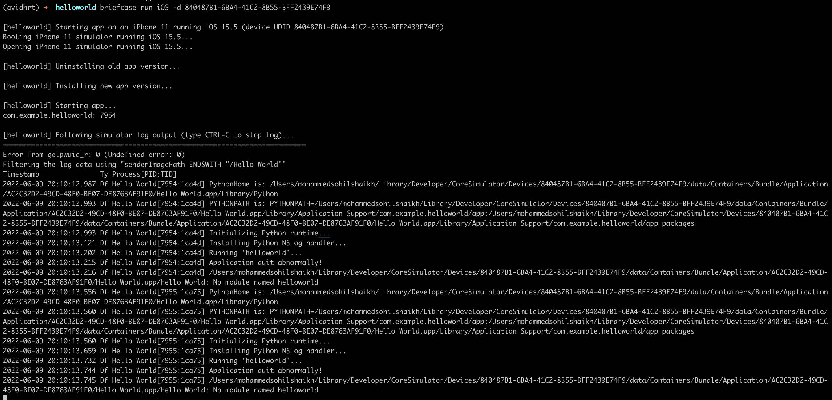 No module named helloworld · Issue #758 · beeware/briefcase · GitHub