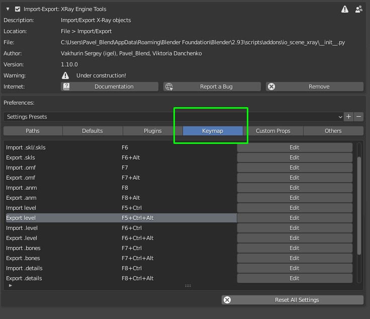 Хоткеи для всех операторов импорта/экспорта · Issue #415 · PavelBlend/blender-xray · GitHub