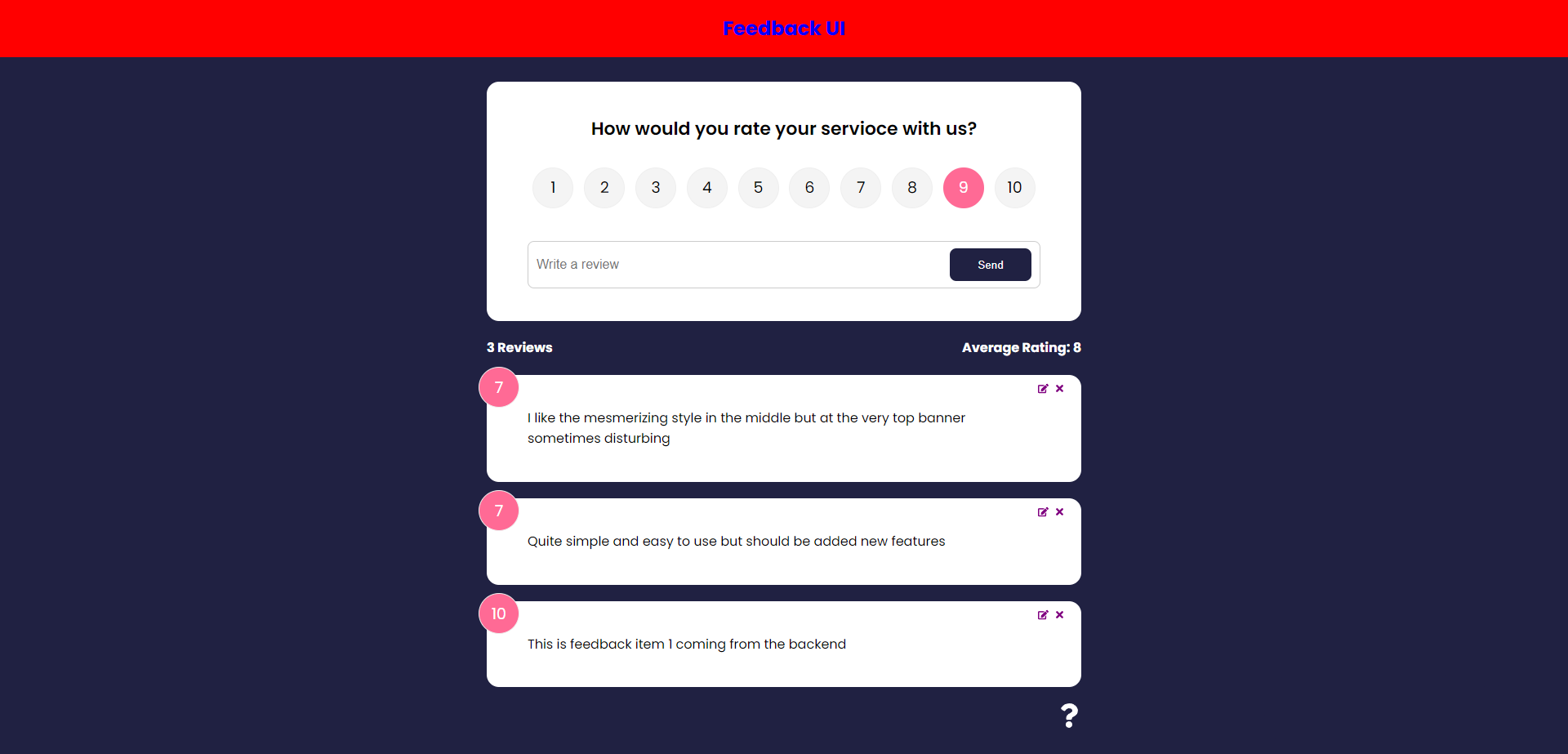 GitHub - tevfikkk/Feedback-UI: Feedback Application with a mock backend ...