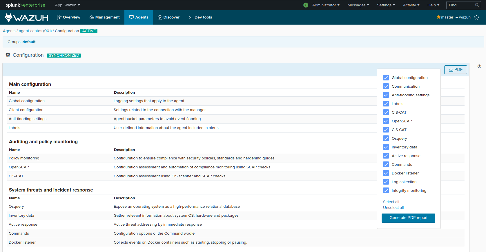 Granular options for agent configuration reports · Issue #749 · wazuh/wazuh-splunk · GitHub