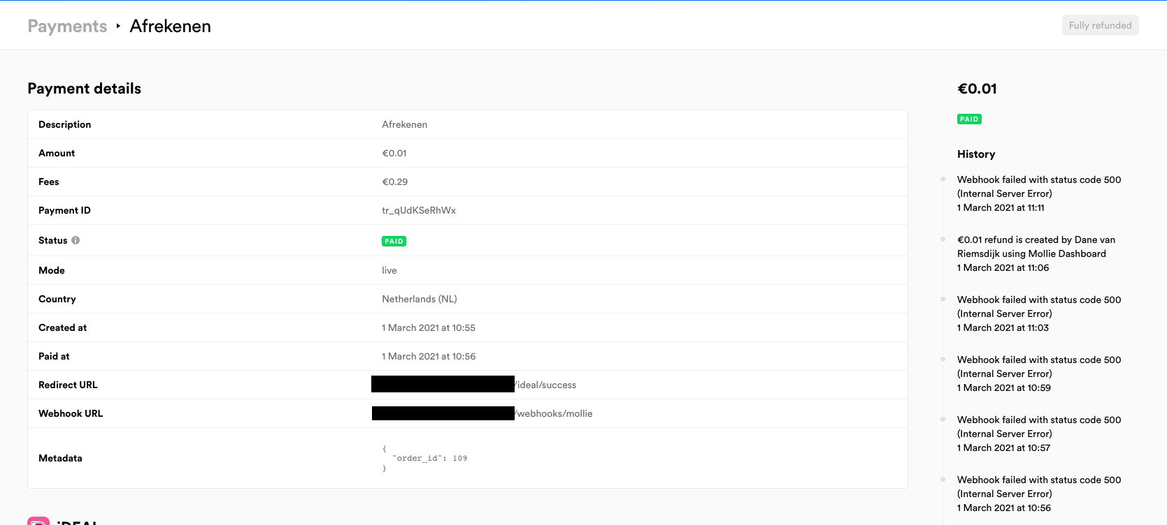 Not getting into the webhook/500 · Issue #166 · mollie/laravel-mollie · GitHub