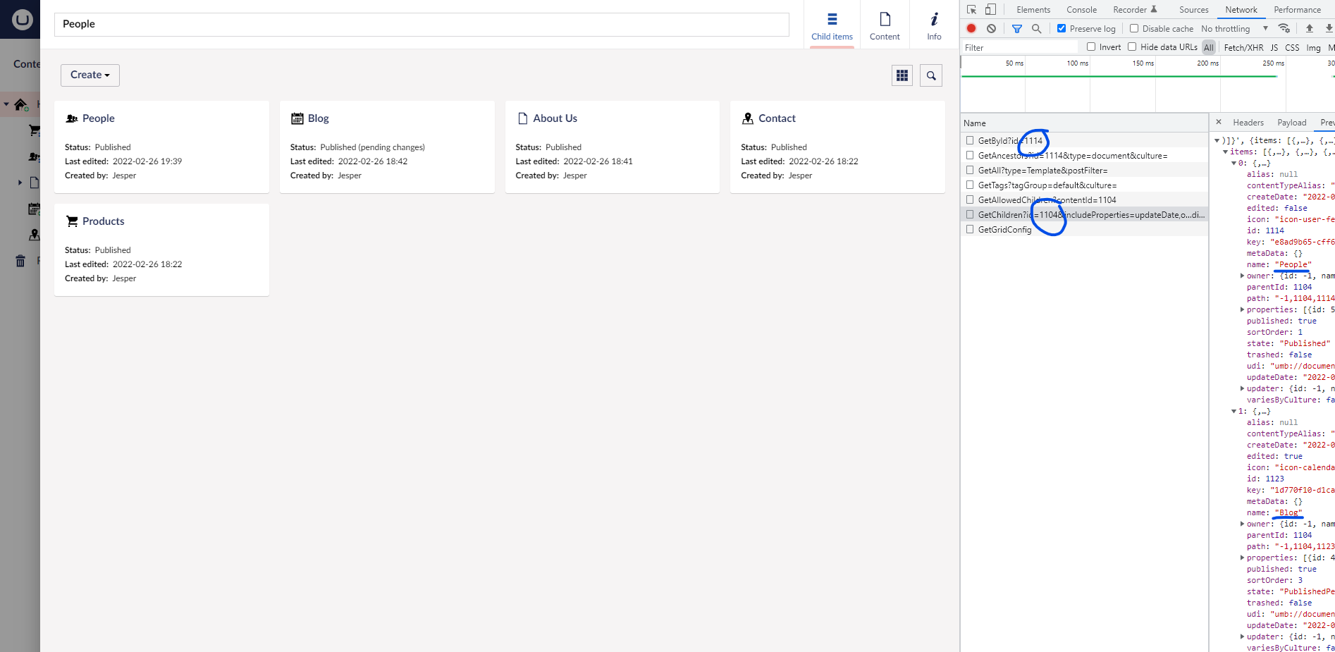 Opening content node with listview in infinite editor gets wrong nodes in the listview · Issue ...