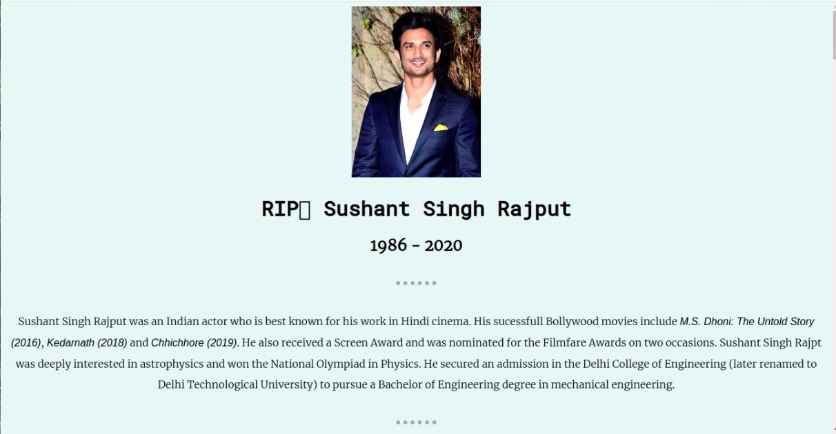 GitHub - amruta-07/Tribute-Page: A tribute page is basically an ...