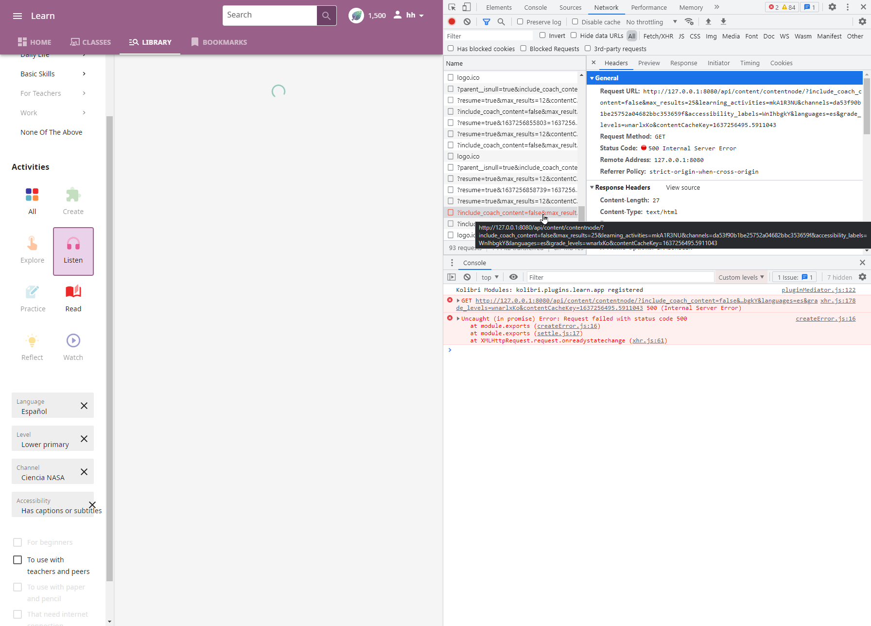 Search Getting A 500 Error After Having Applied Too Many Filters · Issue 8737 