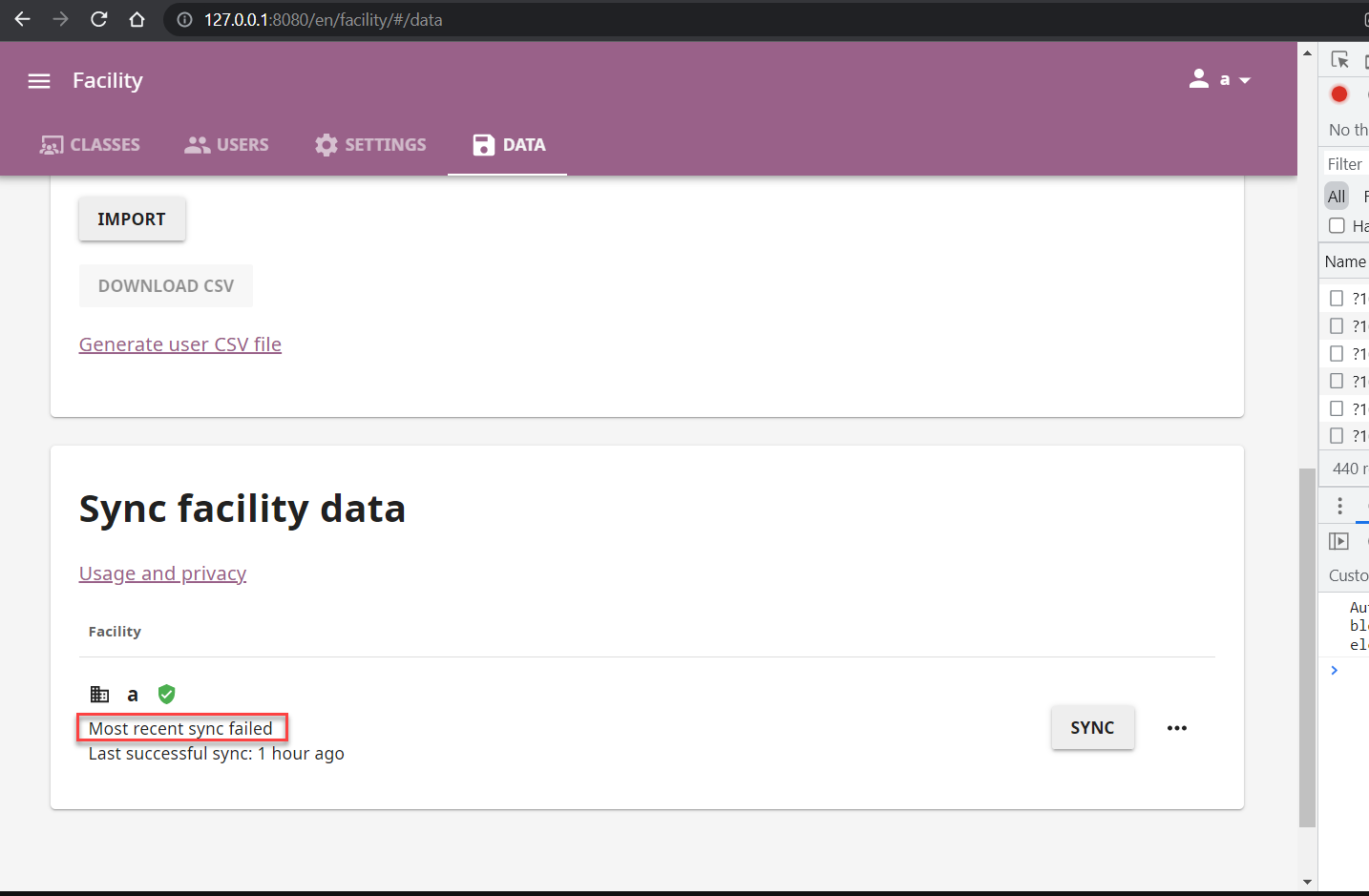 Sync facility data - Constantly seeing 'Most recent sync failed' message · Issue #9091 ...