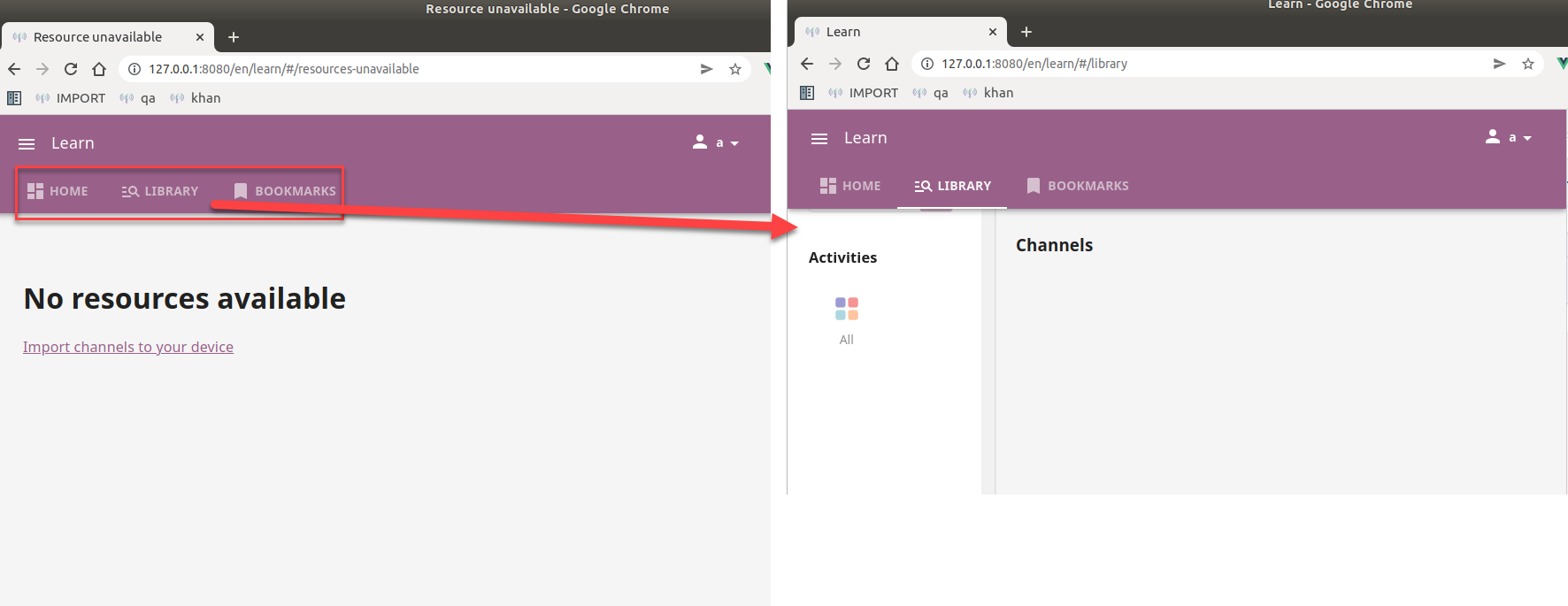 Learn - Unnecessary top navigation when there are no channels/resources ...
