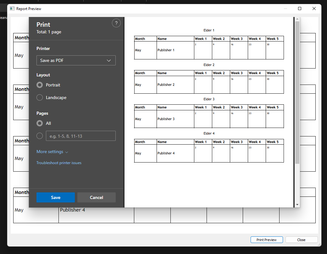 Unable to save as PDF from the Print Preview window (when app has ...