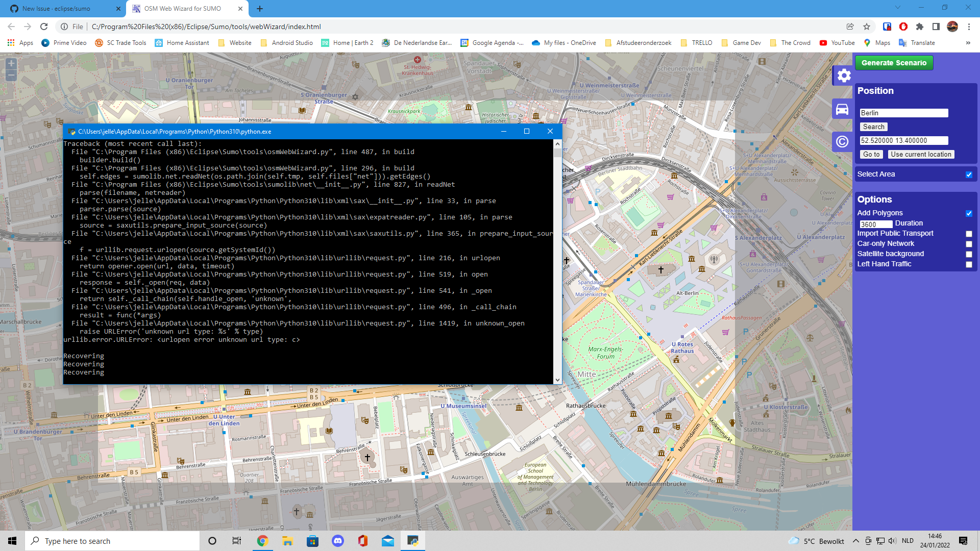 OSM Web Wizard unknown url · Issue #10032 · eclipse-sumo/sumo · GitHub