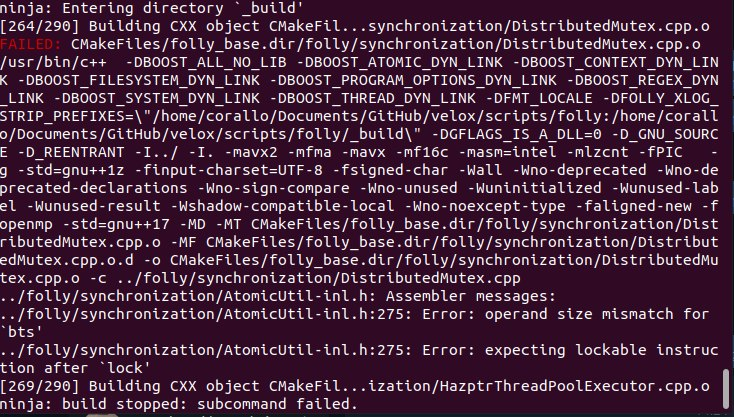 Build fail on ubuntu 20.04 · Issue #1383 · facebookincubator/velox · GitHub