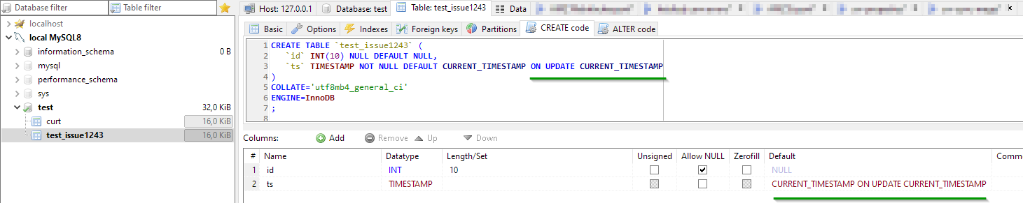 'ON UPDATE CURRENT_TIMESTAMP' part missing after create table · Issue ...
