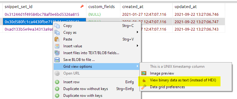 Allow user to see BINARY(16) as UUID v4 in the `Data` tab (or other versions of UUID and ...
