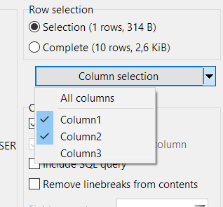 Option to export only selected column(s) from result set · Issue #1360 · HeidiSQL/HeidiSQL · GitHub