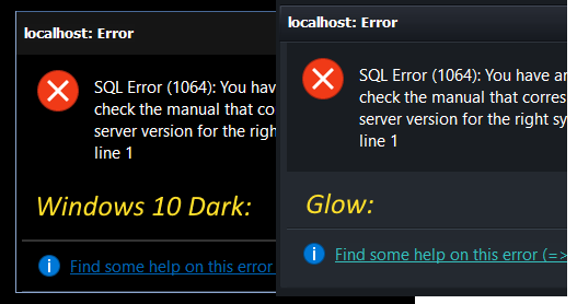 Dark mode: "More infos" link hard to read in error message dialog ...