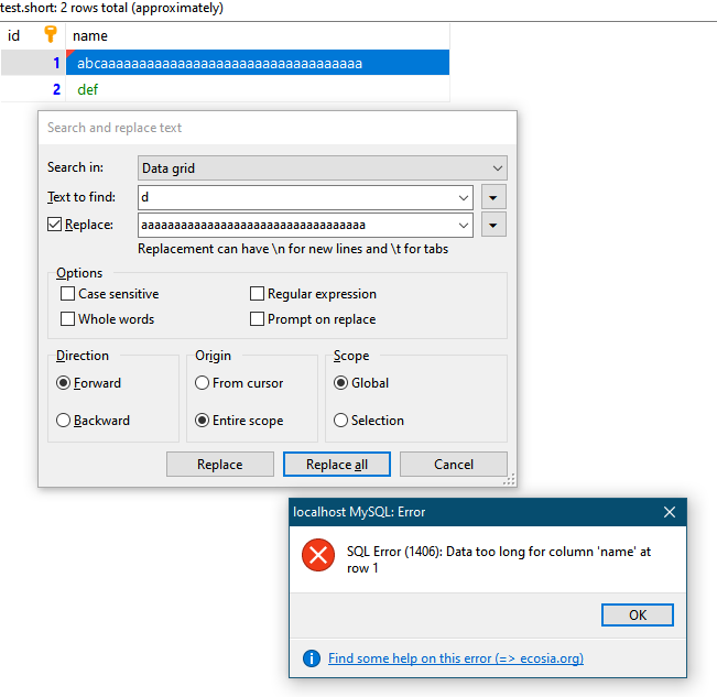 Need to suspend Find/Replace operation on Error · Issue #1577 · HeidiSQL/HeidiSQL · GitHub
