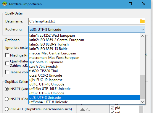 Sort Encodings In Import Csv File Modal · Issue 579 · Heidisql