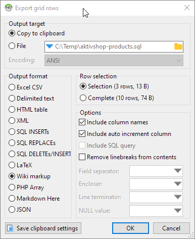 Support Jira Table Format for Export Grid Rows · Issue #1013 · HeidiSQL/HeidiSQL · GitHub