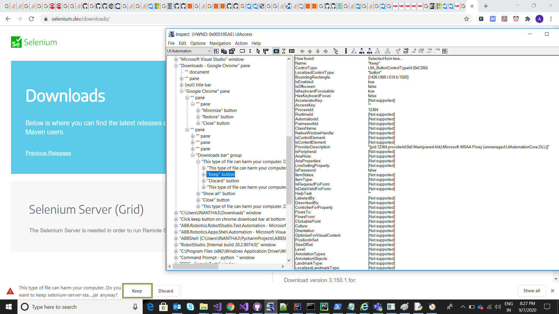 Click keep button on chrome download bar at bottom · Issue #1299 ...
