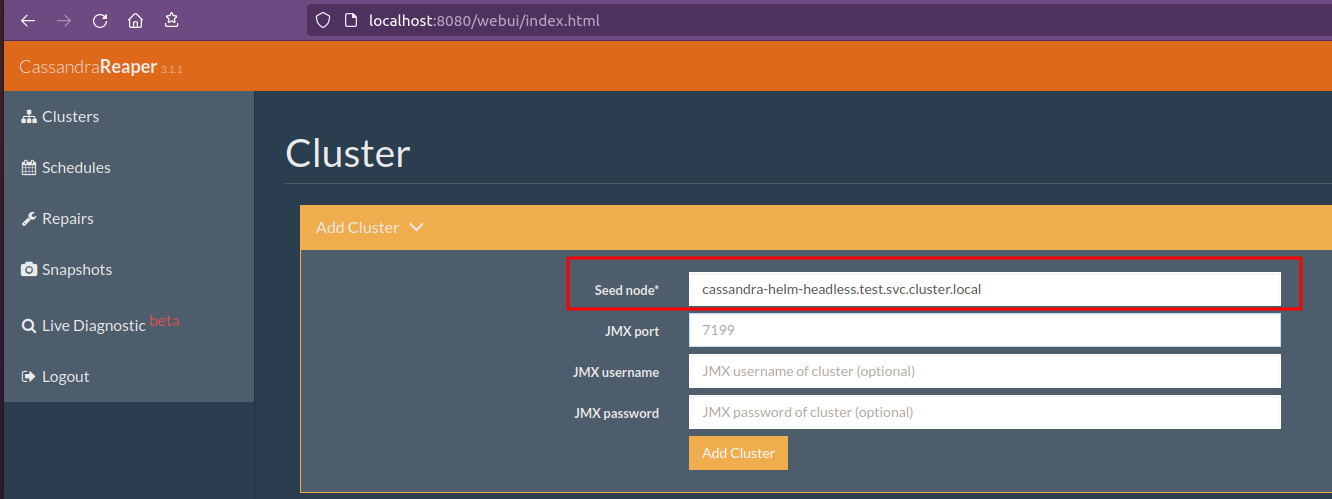 Cassandra cluster restart causes - Failed getting cluster info - no host could be reached ...