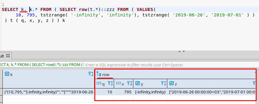 DBeaver display `NULL` instead of data for fields of custom data type ...
