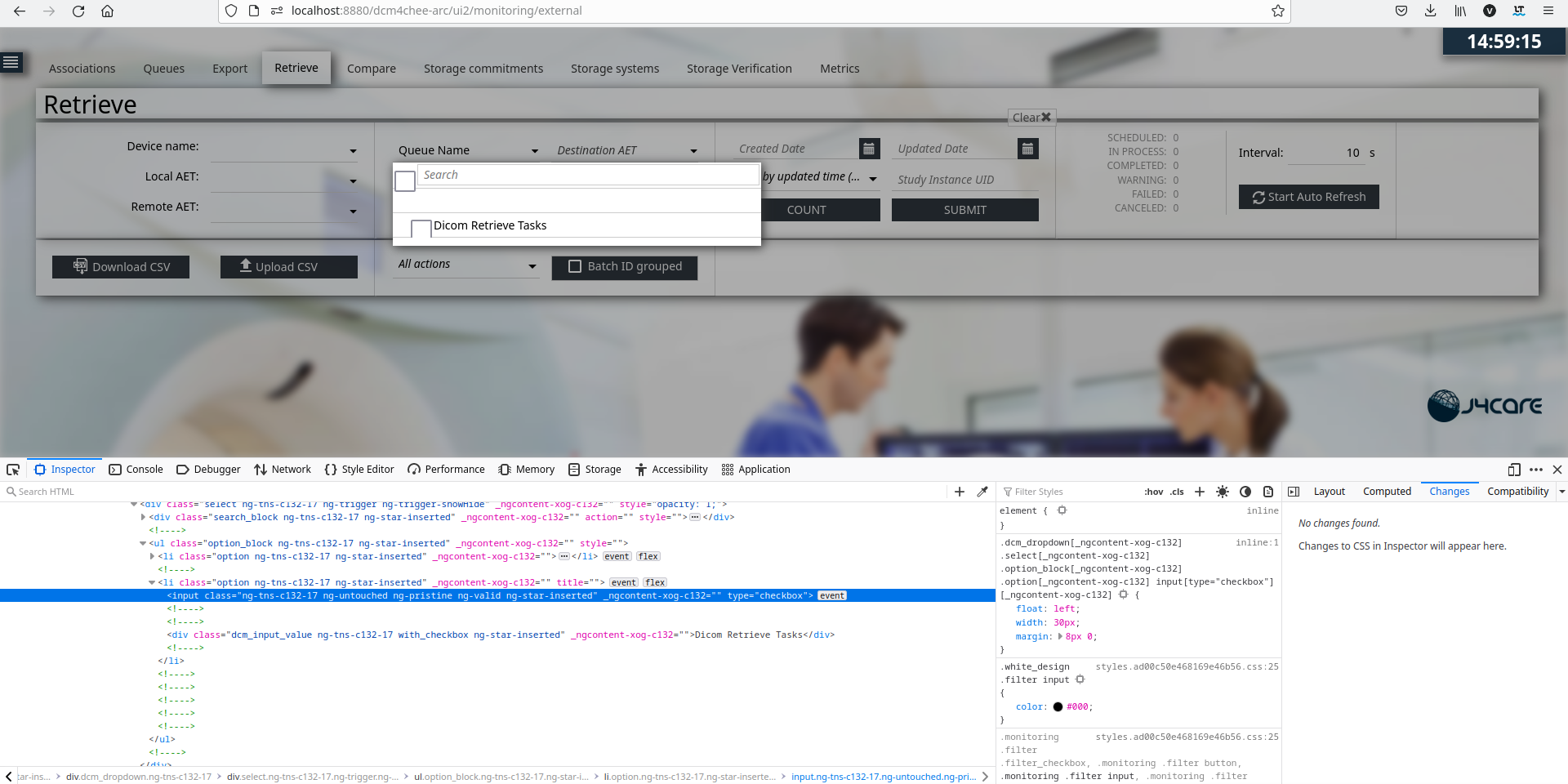 UI: Streamline multi checkbox dropdown in Monitoring -> Retrieve to be similar to Navigation ...