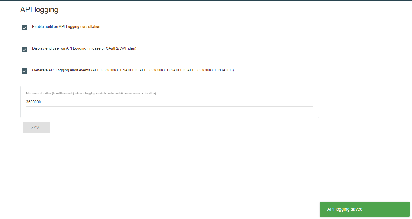 [management] some API Logging settings get lost after saving · Issue ...